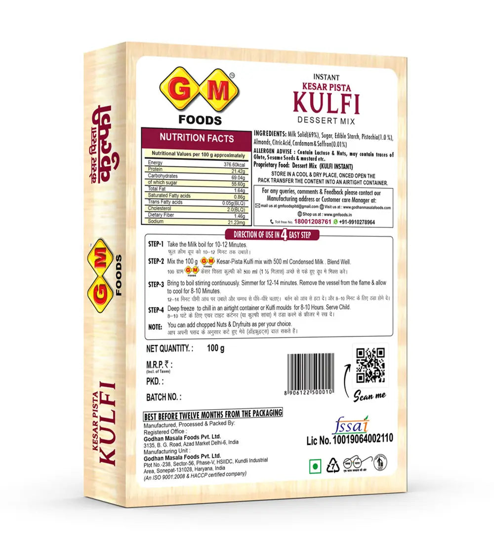 GM Foods Kesar Pista Kulfi 100 Gram ( Pack Of 2)